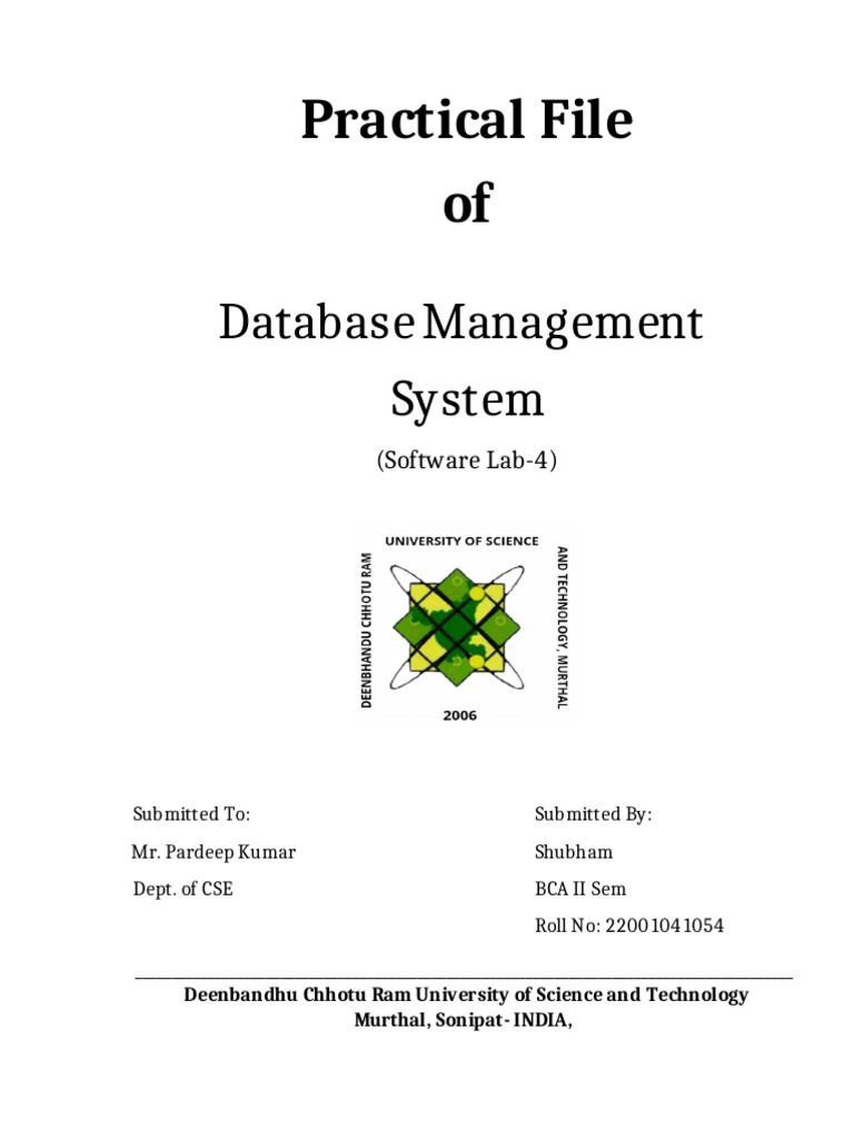 Dbms File Format Shubham | PDF | Databases | Database Transaction