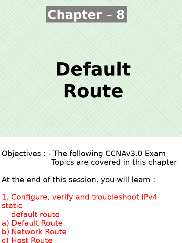 Ch-8 IP Routing (Default) | PDF | Ip Address | Routing