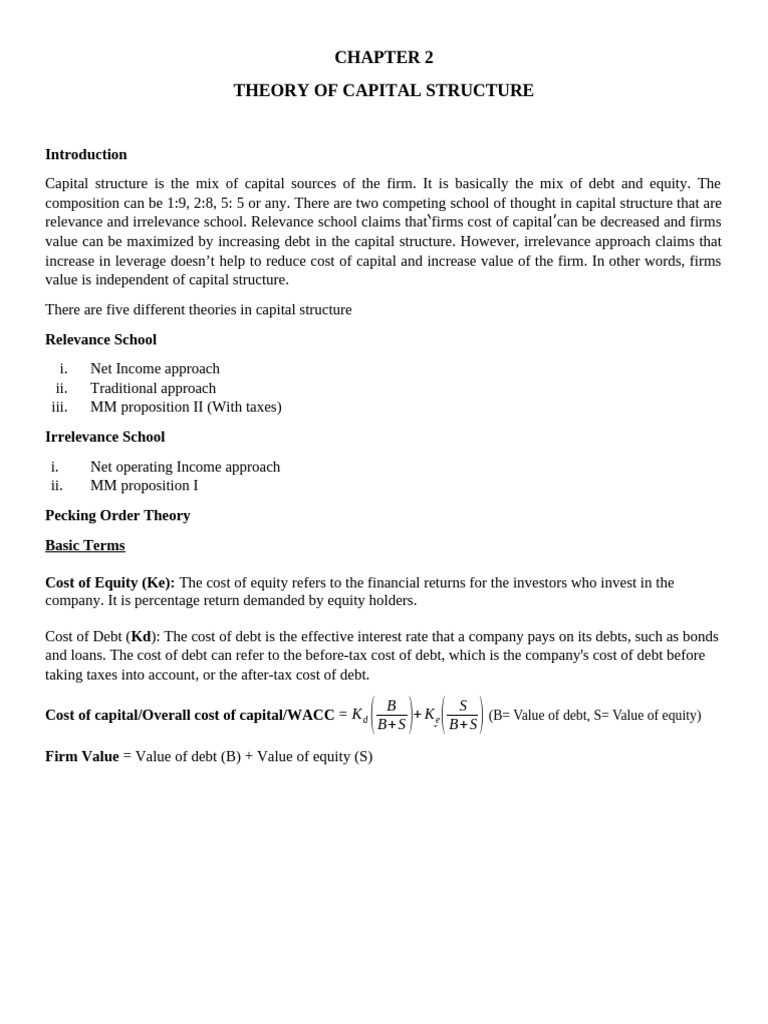 Capital Structure Theories Updated | PDF | Capital Structure | Cost Of ...