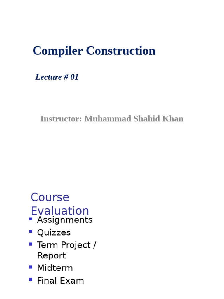 Compiler Construction 1 | PDF | Compiler | Programming Language