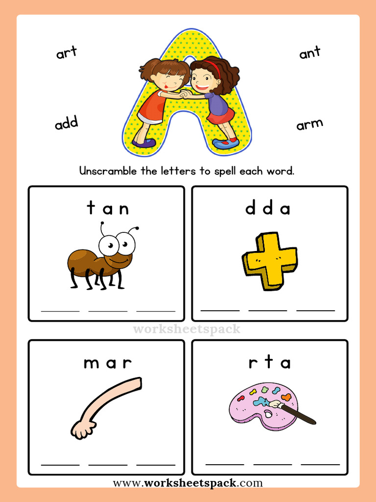 Free-Alphabet-Spelling-Worksheet-Letter-A-Words-for-Kindergarten | PDF