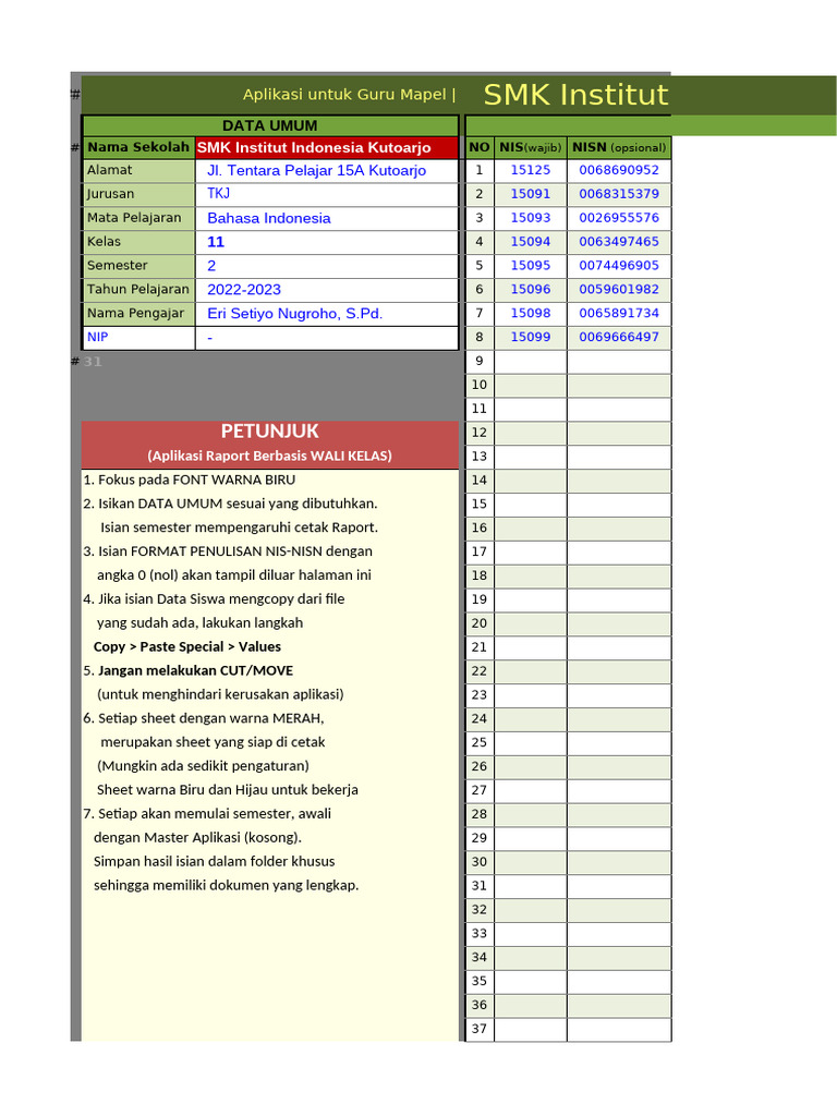 Daftar Nilai k13 Kelas Xii 2023-2024 | PDF