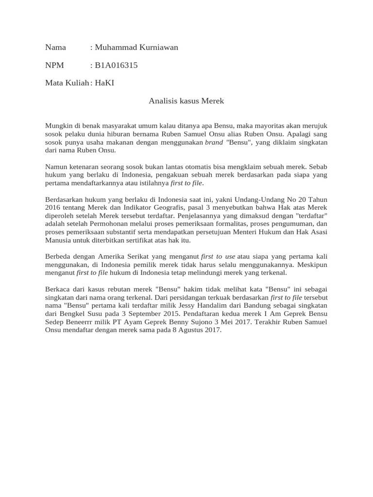 Analisis Kasus Merek | PDF
