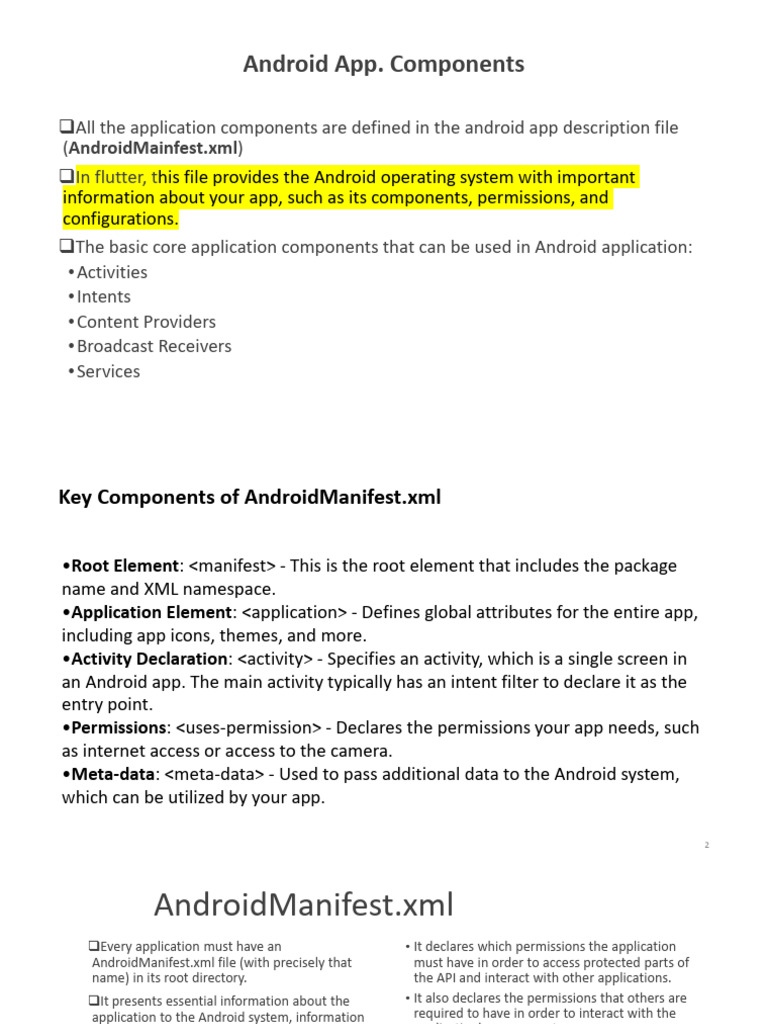 AndroidManifest for Developers | PDF | Mobile App | Xml