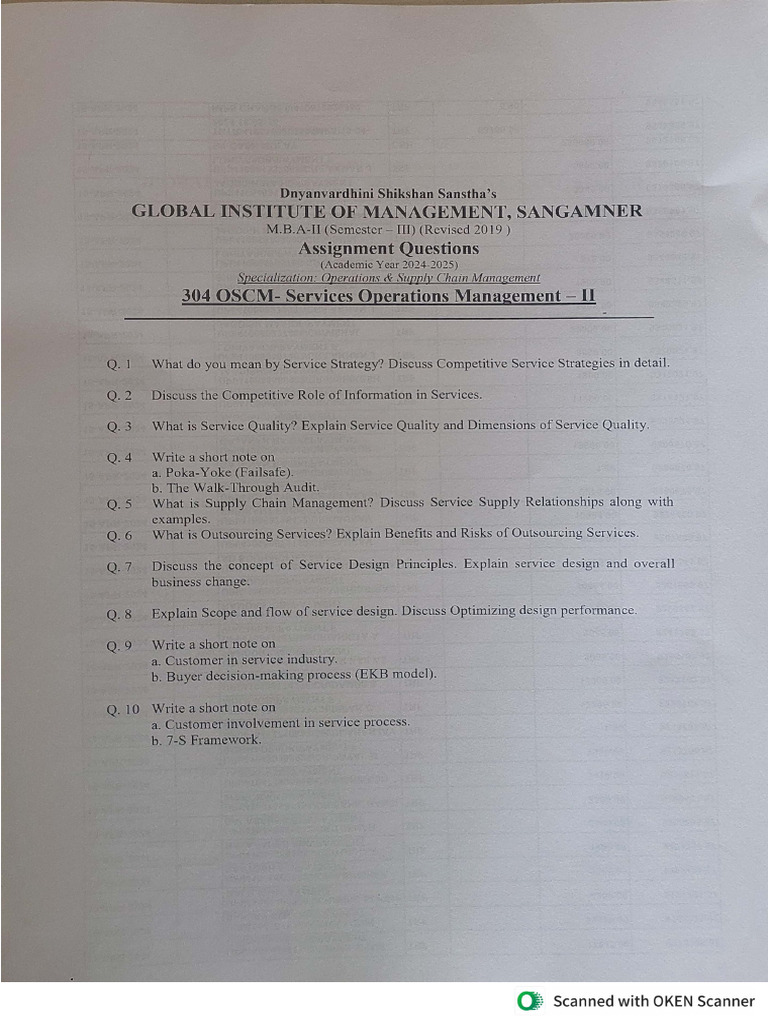 OSCM Specialisation | PDF