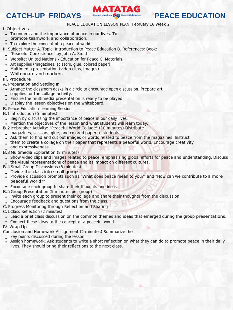 Peace Education Grade 10 | PDF | Lesson Plan | Empathy