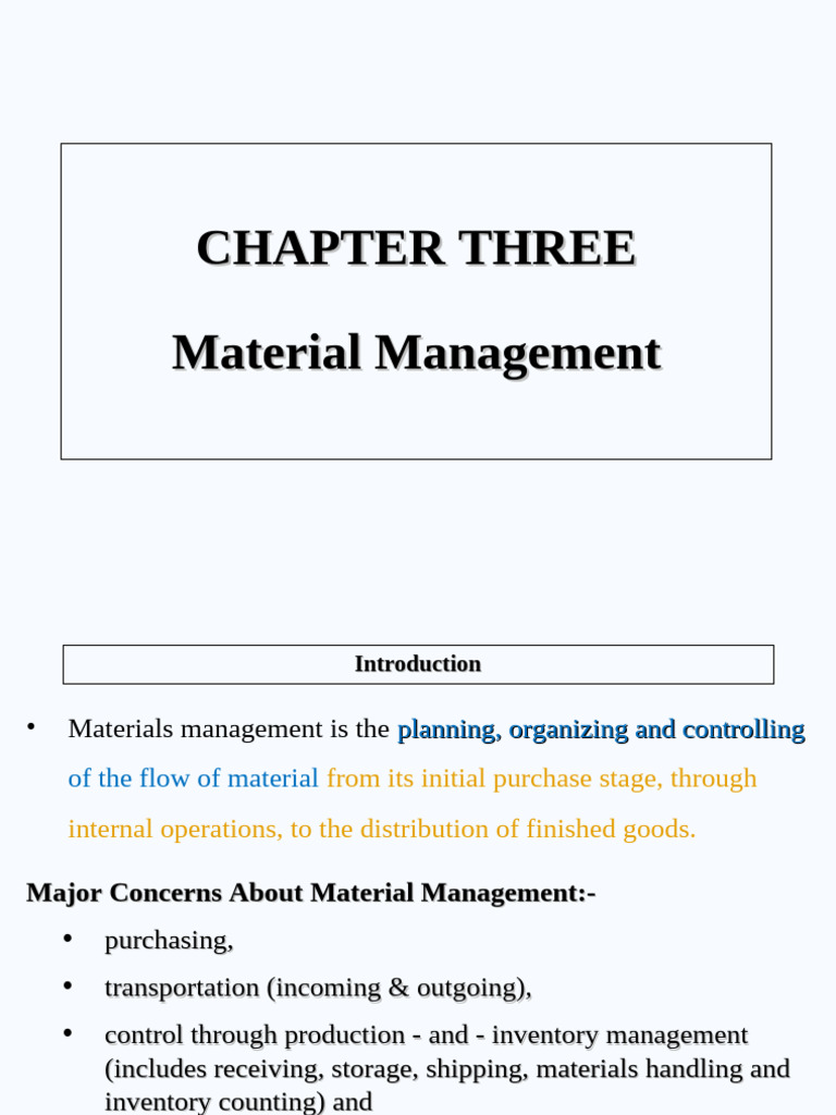 Chapter 3. Material Management | PDF | Inventory | Demand