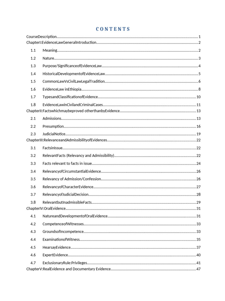 Evidence Law Lecture Note | PDF | Evidence (Law) | Witness