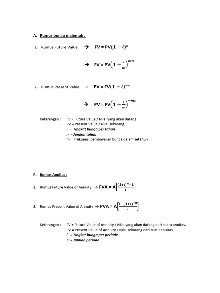 Rumus Bunga Majemuk dan Anuitas 2024 (1) | PDF