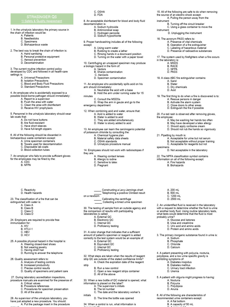 Strasinger Study Questions | PDF | Kidney