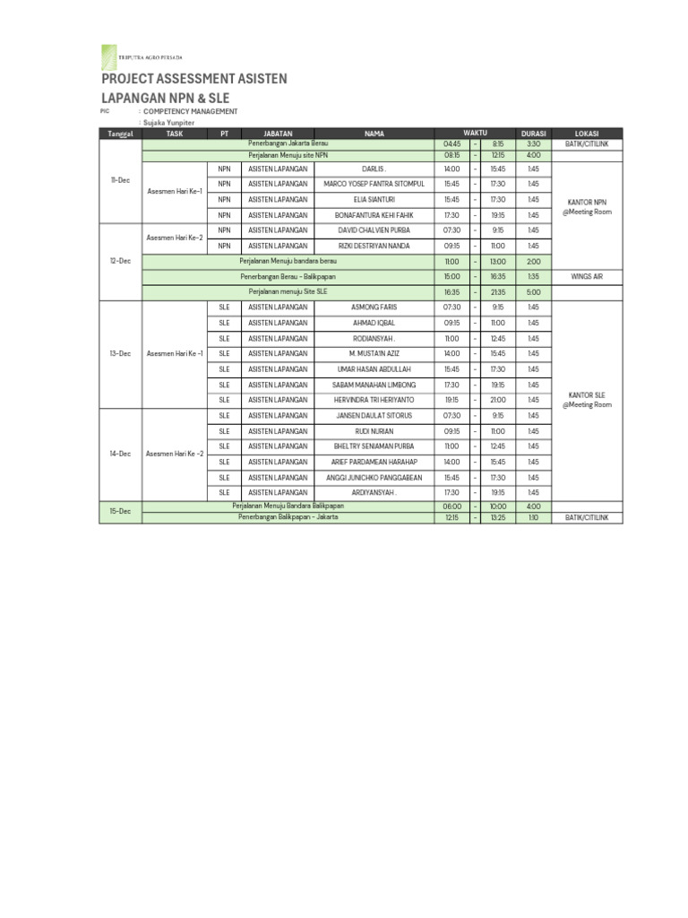 Timeline Asesmen - Aslap NPN & Sle | PDF