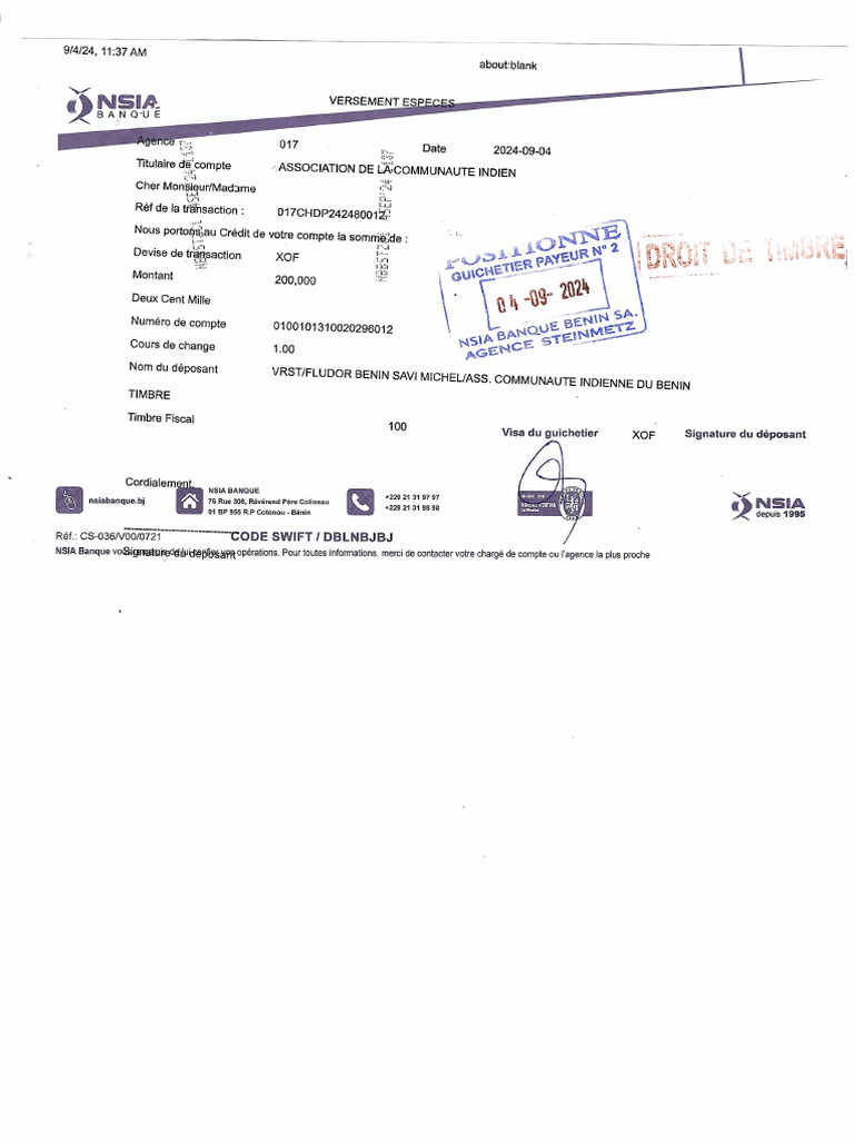 Indian Association Payment Receipt 2024 | PDF