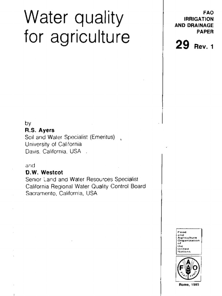 23 Water Quality for Irrigation FAO | PDF | Soil | Natural Materials