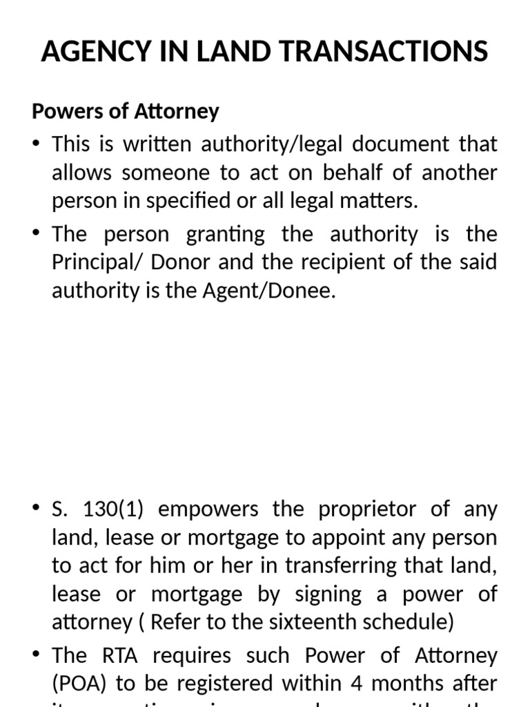 Agency in Land Transactions-1 | PDF | Power Of Attorney | Probate