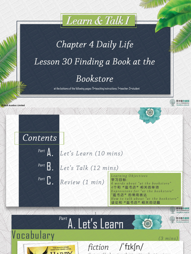 Lesson 30 Finding A Book at The Bookstore | PDF | Vocabulary | Human ...