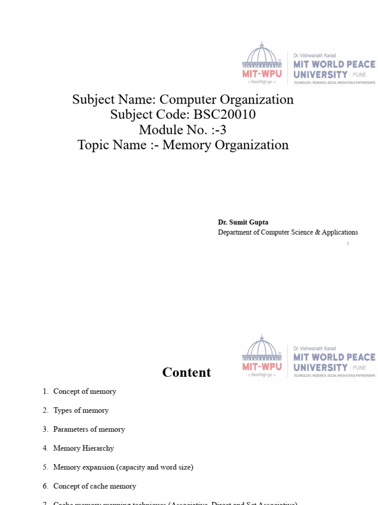 Unit 3 CO for students | PDF | Cpu Cache | Computer Data Storage