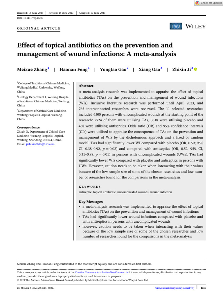 International Wound Journal - 2023 - Zhang - Effect of Topical ...