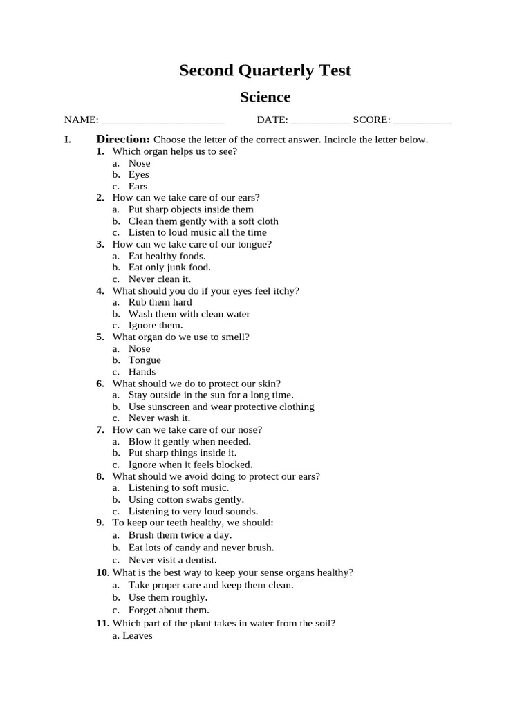 Second Quarterly Science Test Guide | PDF | Fish | Elephant