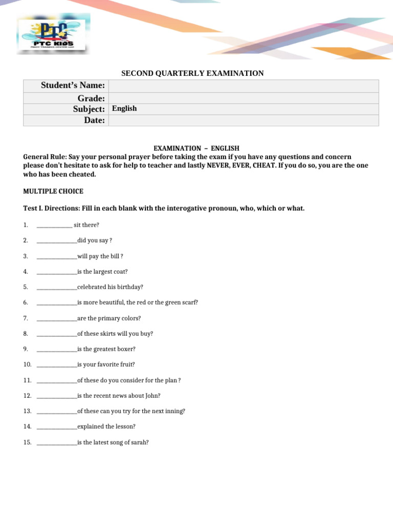 TQ GRADE 5 ENGLISH | PDF