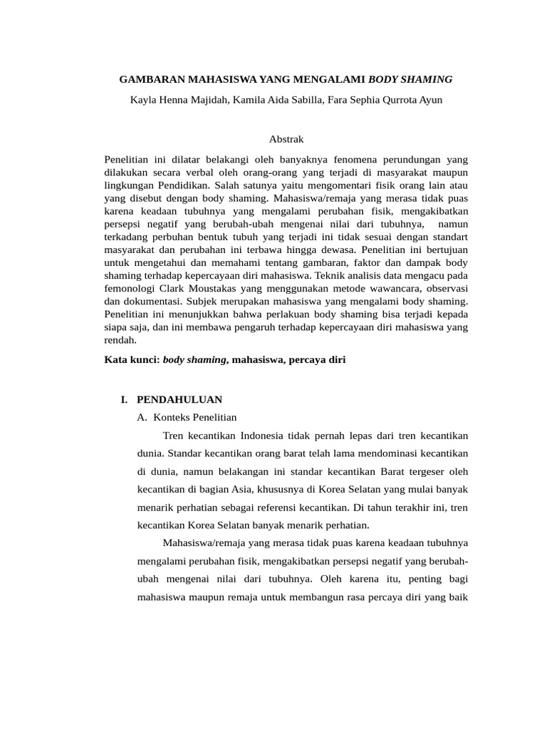 PROPOSAL - BODY SHAMING - Kel.3 ? | PDF