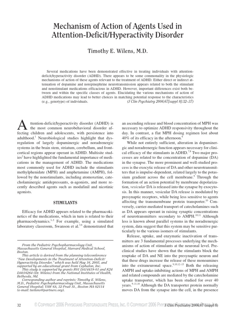 Mechanism-Action-Agents-Used-Attention-Deficit-Hyperactivity | PDF ...