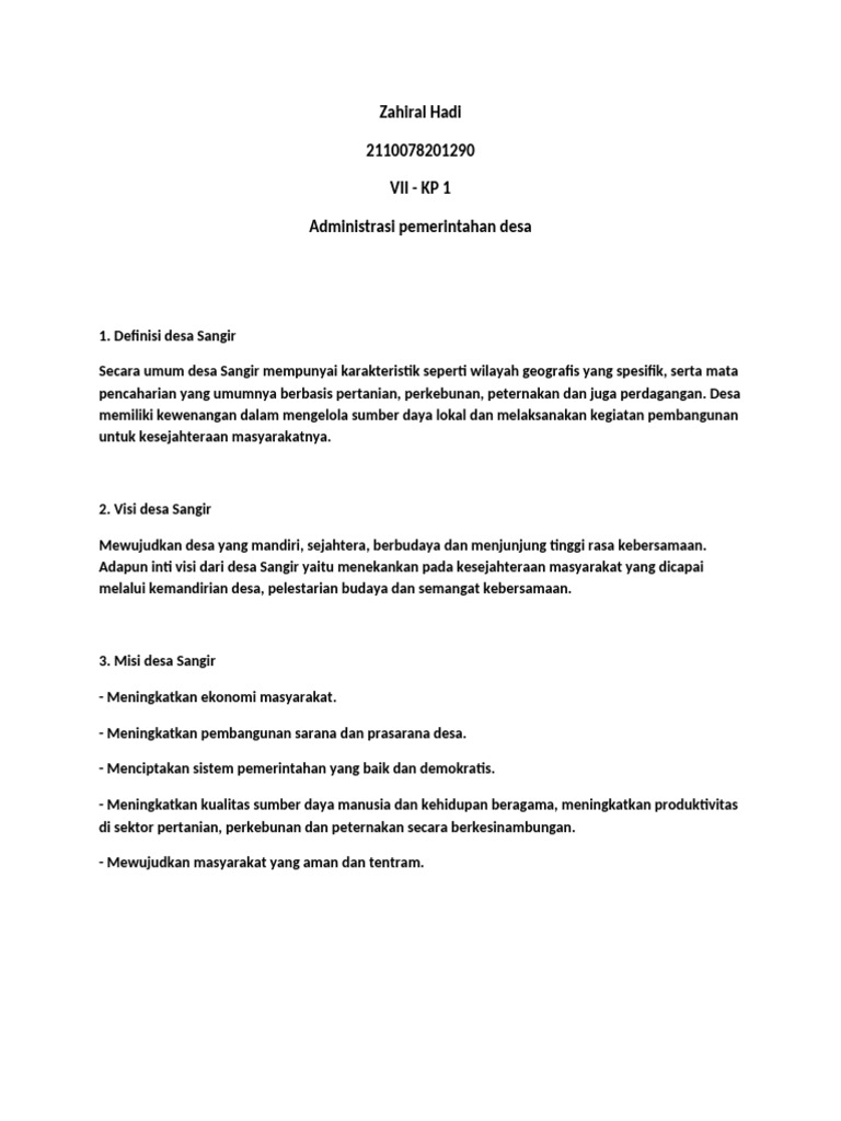 Tugas Administrasi Pemerintahan Desa | PDF