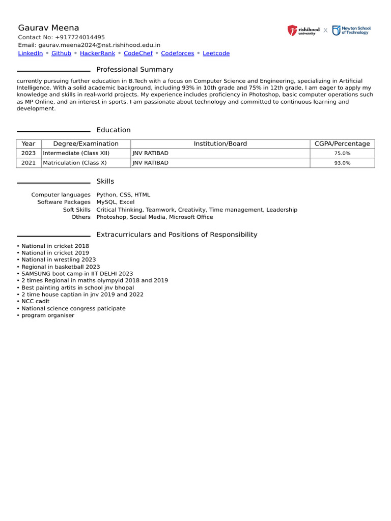 Resume-Gaurav Meena | PDF