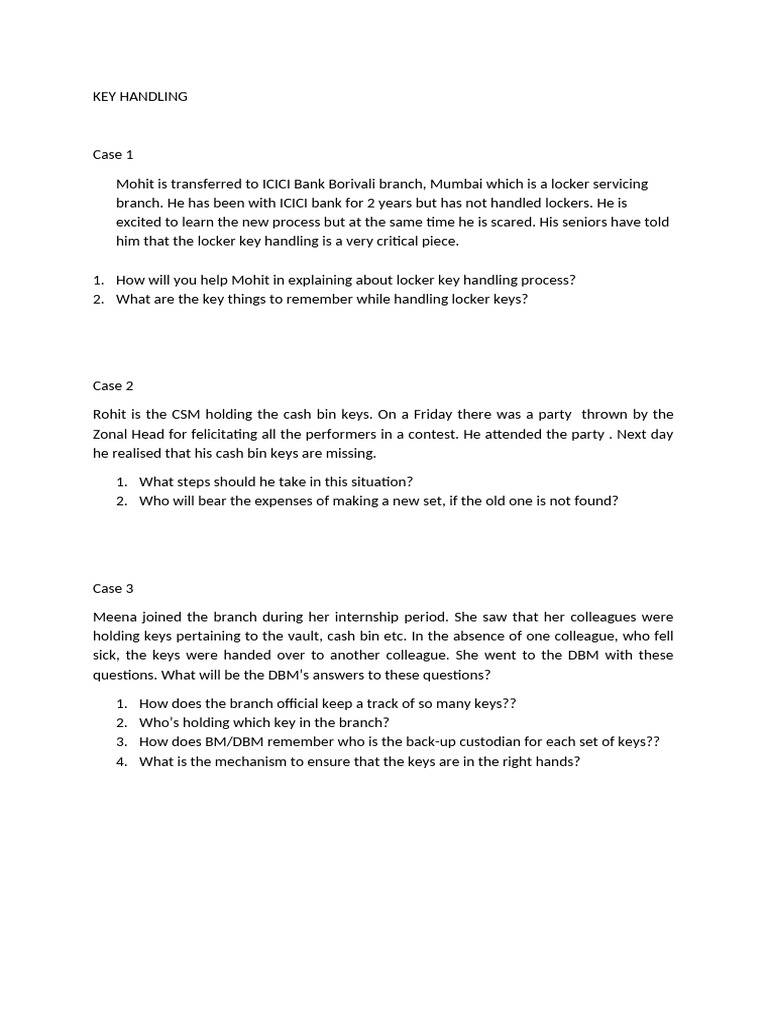 BP_Workbook - Key handling_Module 7 | PDF