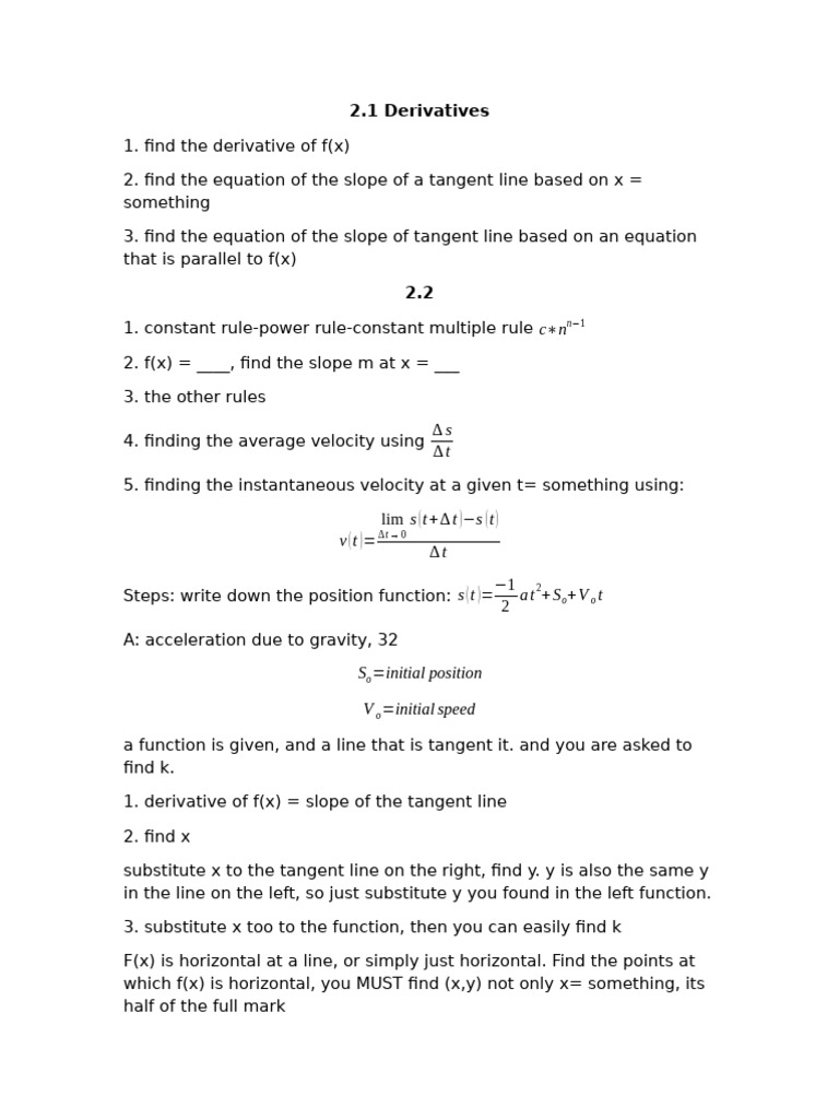 2.1 Derivatives | PDF