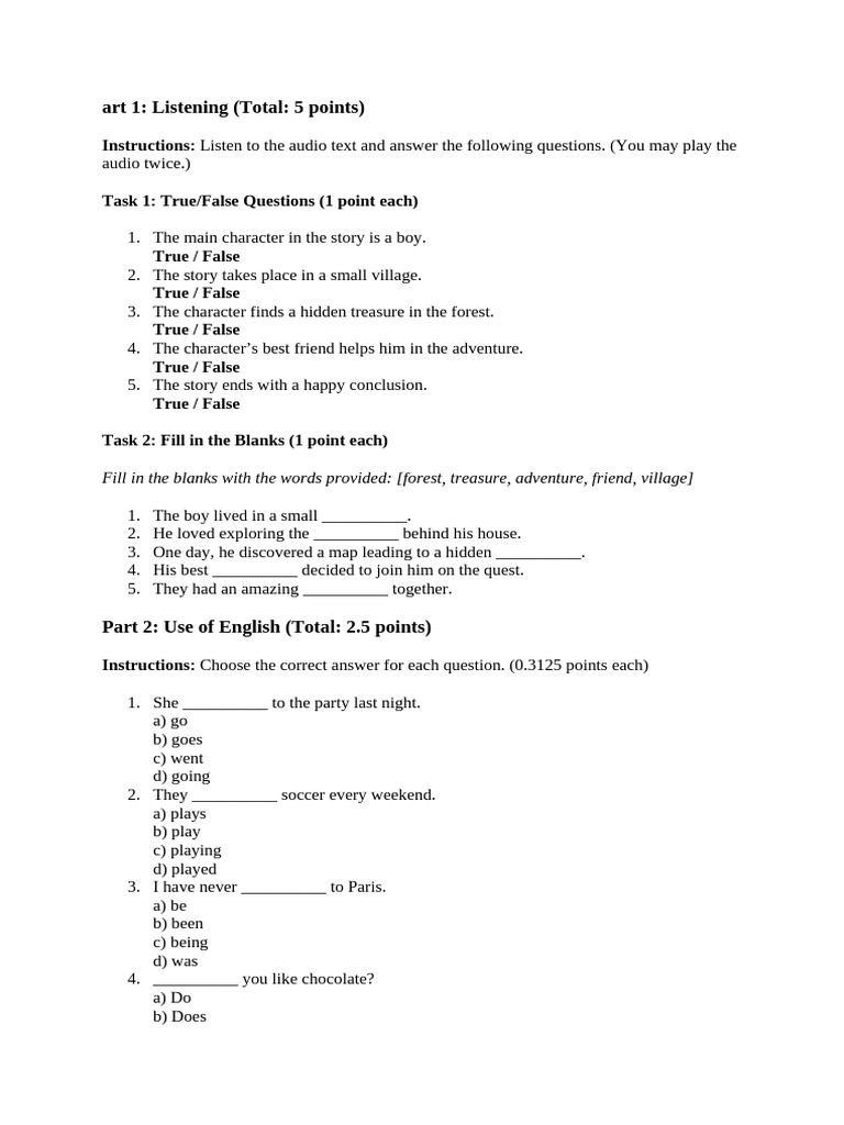 Mid Term Test Pdf Adolescence