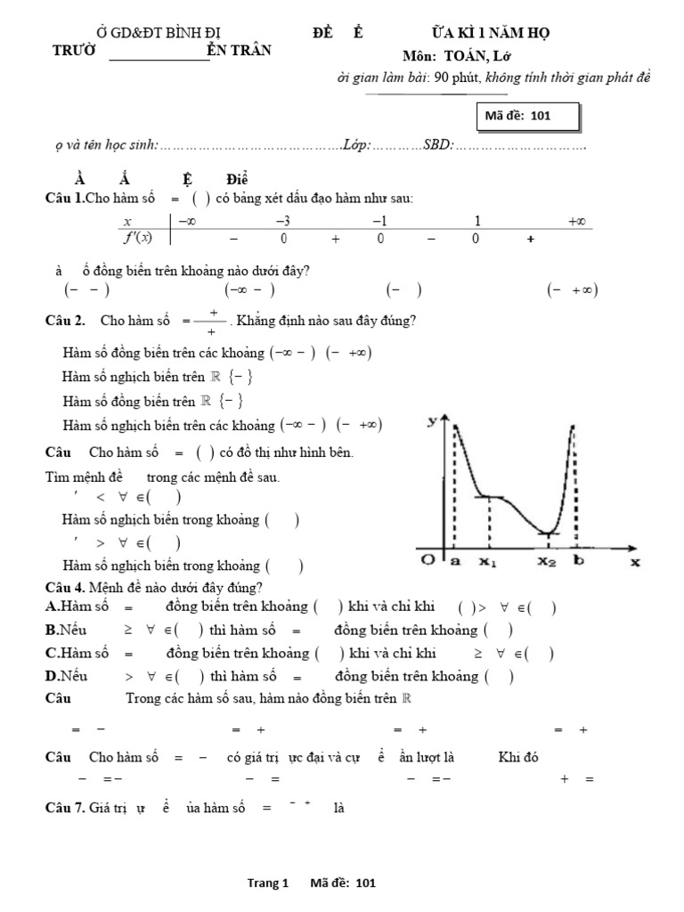 De Giua Ki 1 Toan 12 Nam 2024 2025 Truong THPT Nguyen Tran Binh Dinh | PDF