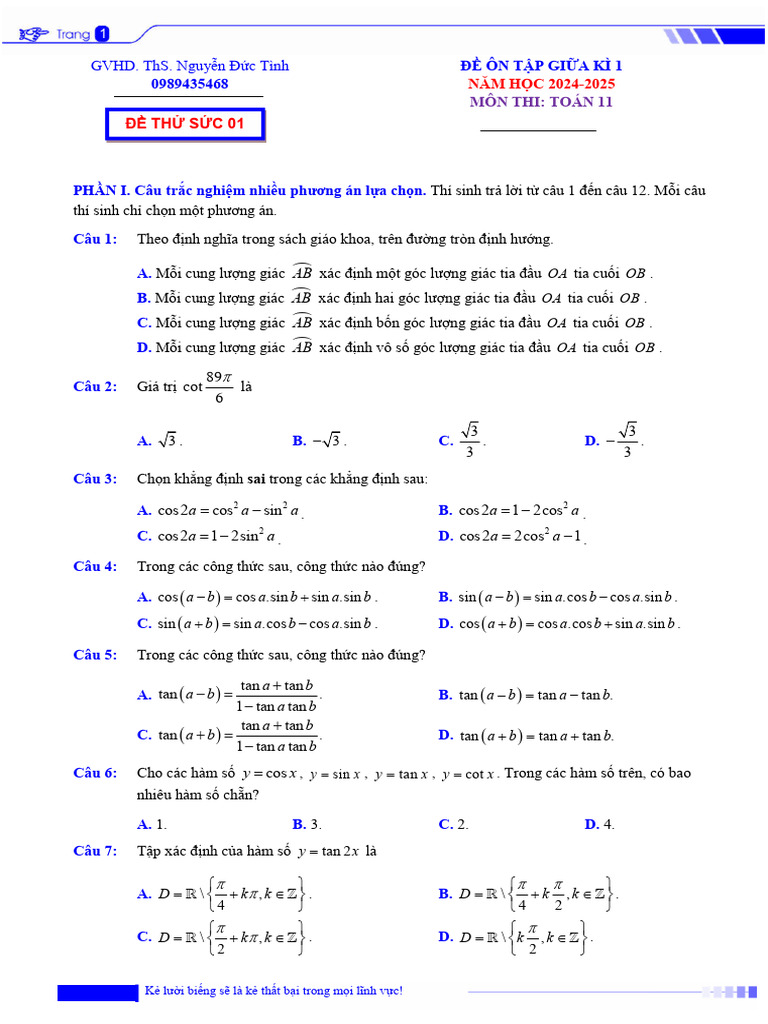 full 10 đề gk1 | PDF