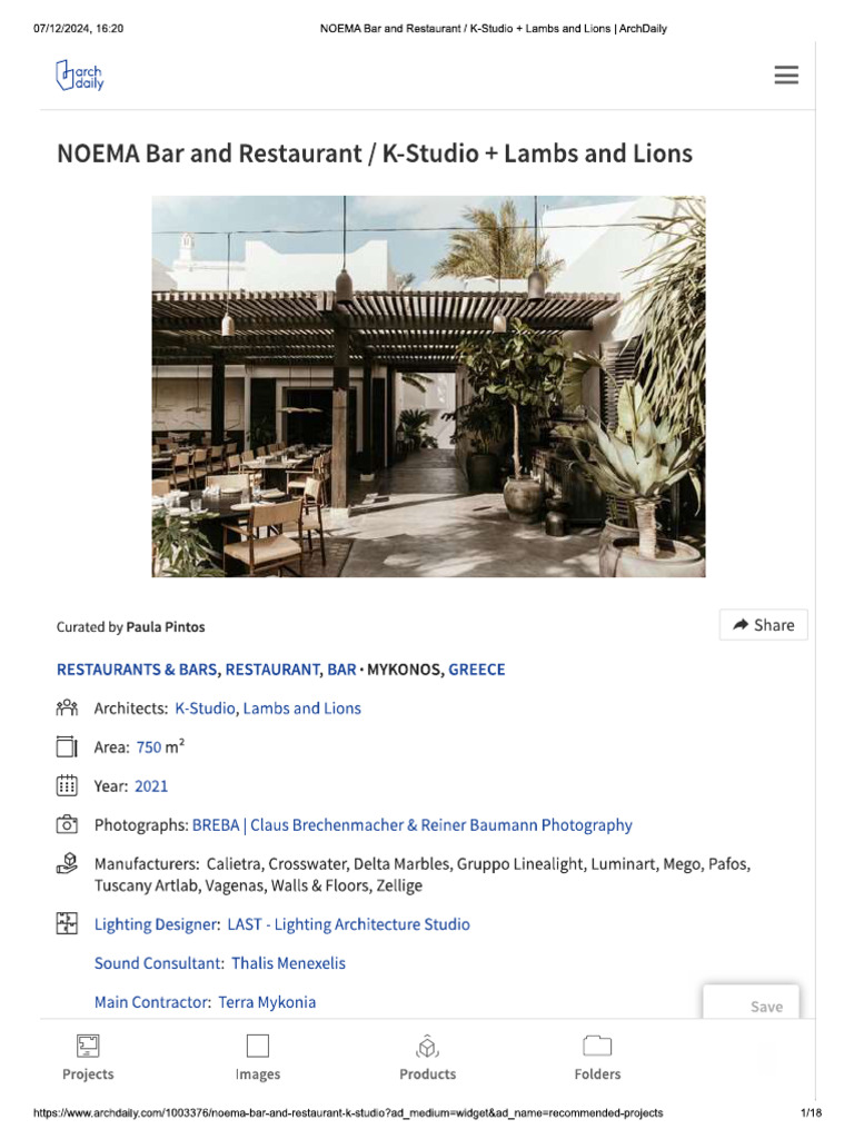 NOEMA Bar and Restaurant - K-Studio + Lambs and Lions | PDF