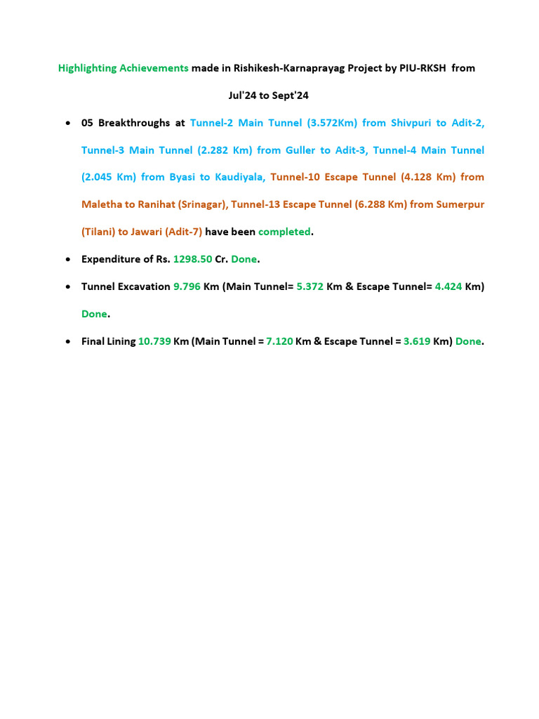 Highlighting Achievements PIU-RKSH_Jul'24 to Sept'24 (3) | PDF