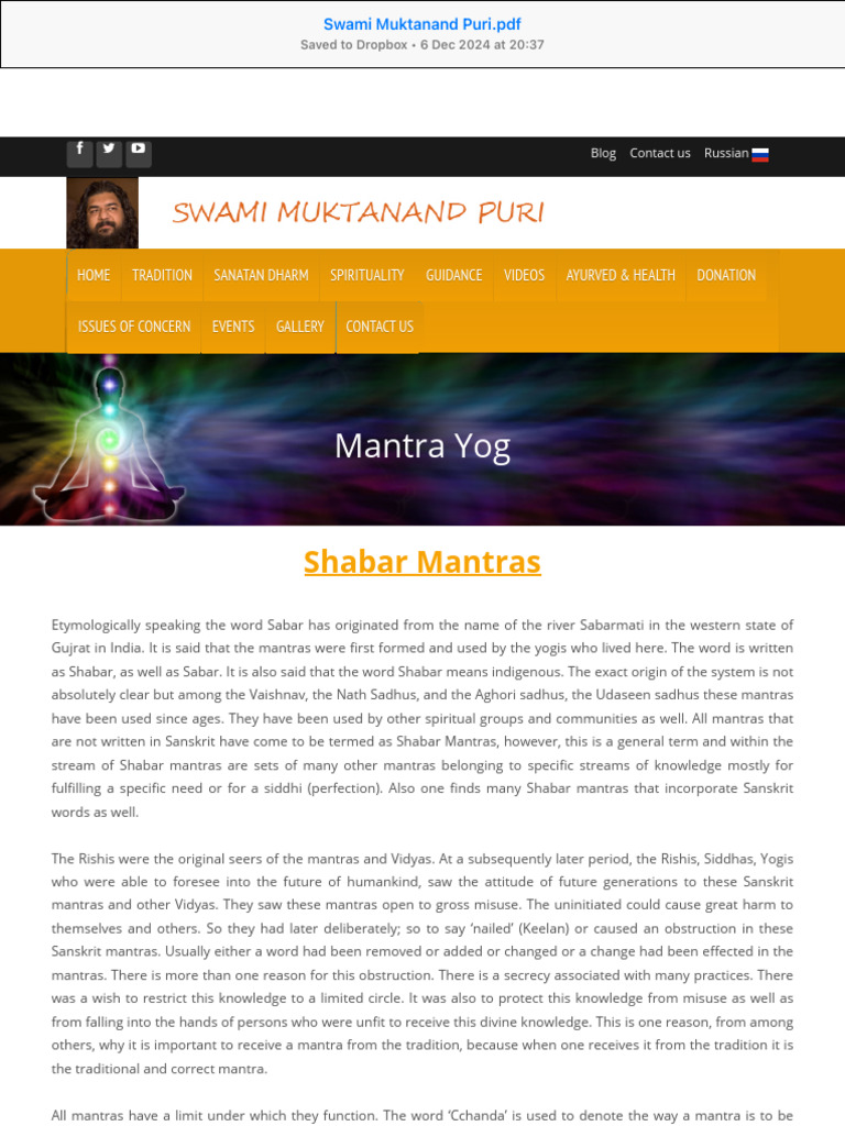 About Shabara Mantras by Muktunand Puri | PDF | Mantra | Tantra