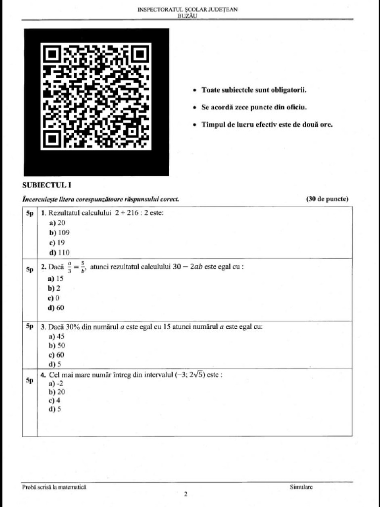 Mate - Info.ro.5720 Isj Buzau - Simulare Evaluarea Nationala 2025 La ...