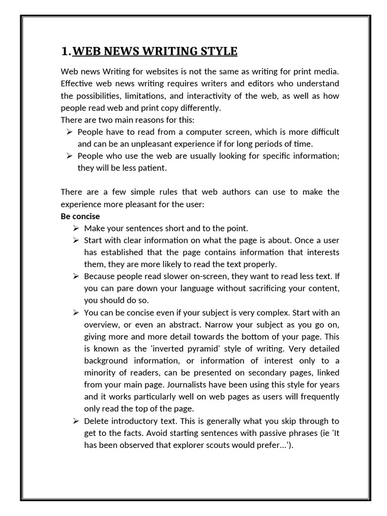 Web News Writing Style | PDF | Information | World Wide Web