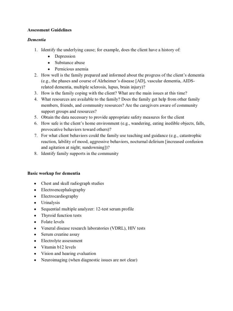 Assessment Dementia | PDF