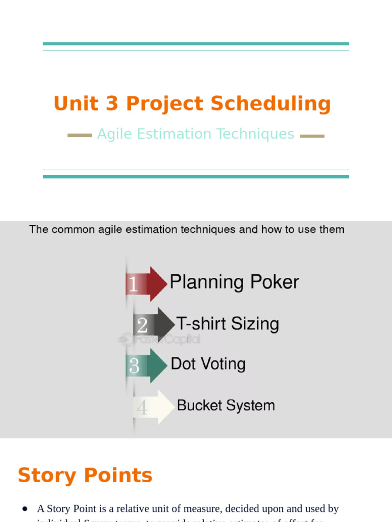 Unit 3 Project Scheduling - Agile Estimation | PDF | Scrum (Software Development)