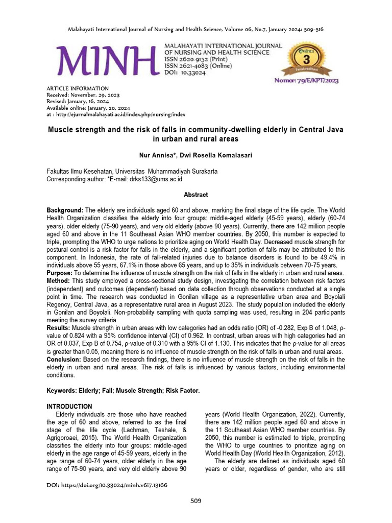 Muscle Strength and The Risk of Falls in Community | PDF | Balance ...