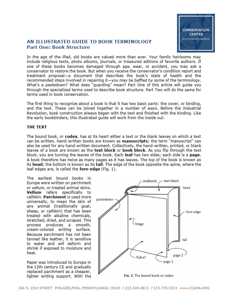 Illustrated Guide To Book Terminology Part One | PDF | Bookbinding | Books