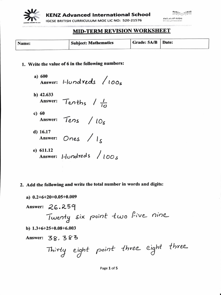 5B Answers | PDF