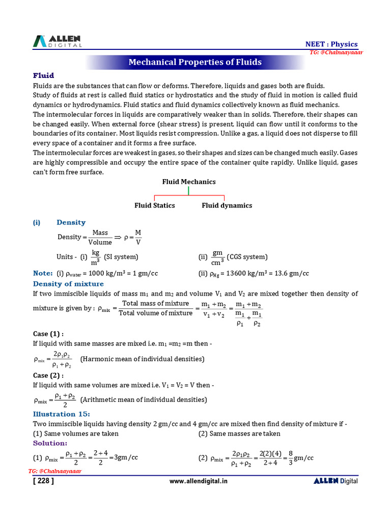 Fluid Mechanics and Properties of Matter | PDF | Pressure | Buoyancy