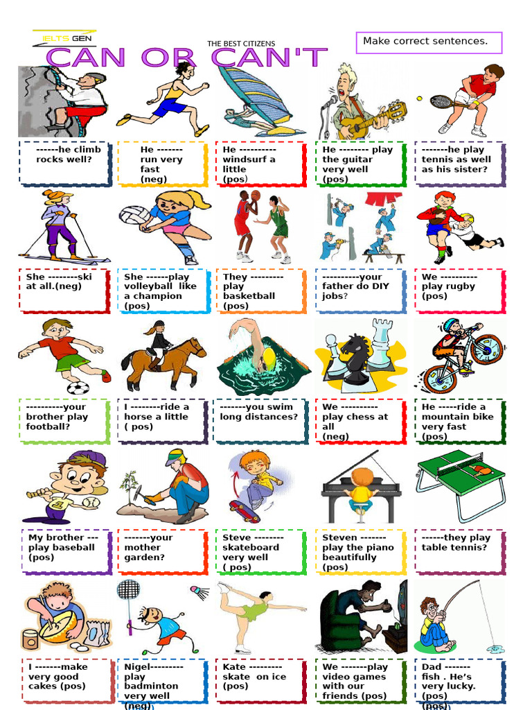 Can or Cant Grammar Drills Picture Description Exercises - 80457 | PDF ...