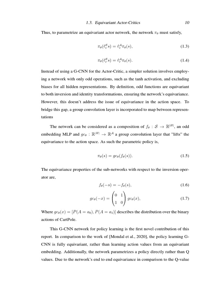 Equivariant Actor Critics | PDF