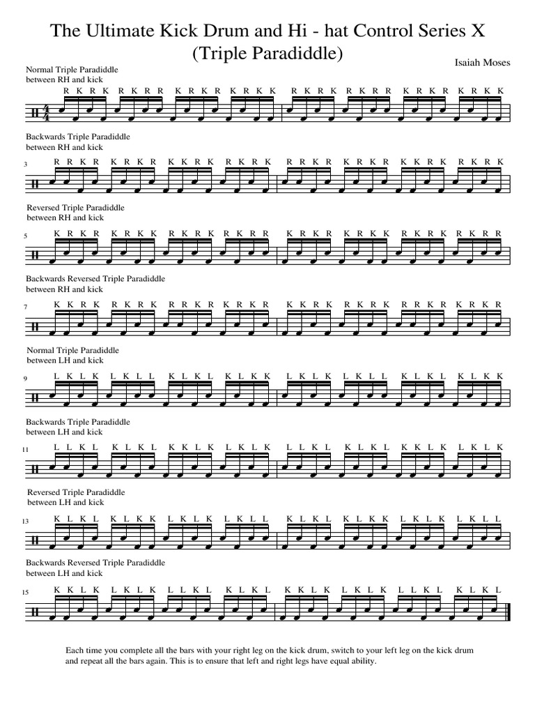 The Ultimate Kick Drum and Hi - Hat Control Series X (Triple Paradiddle) | PDF