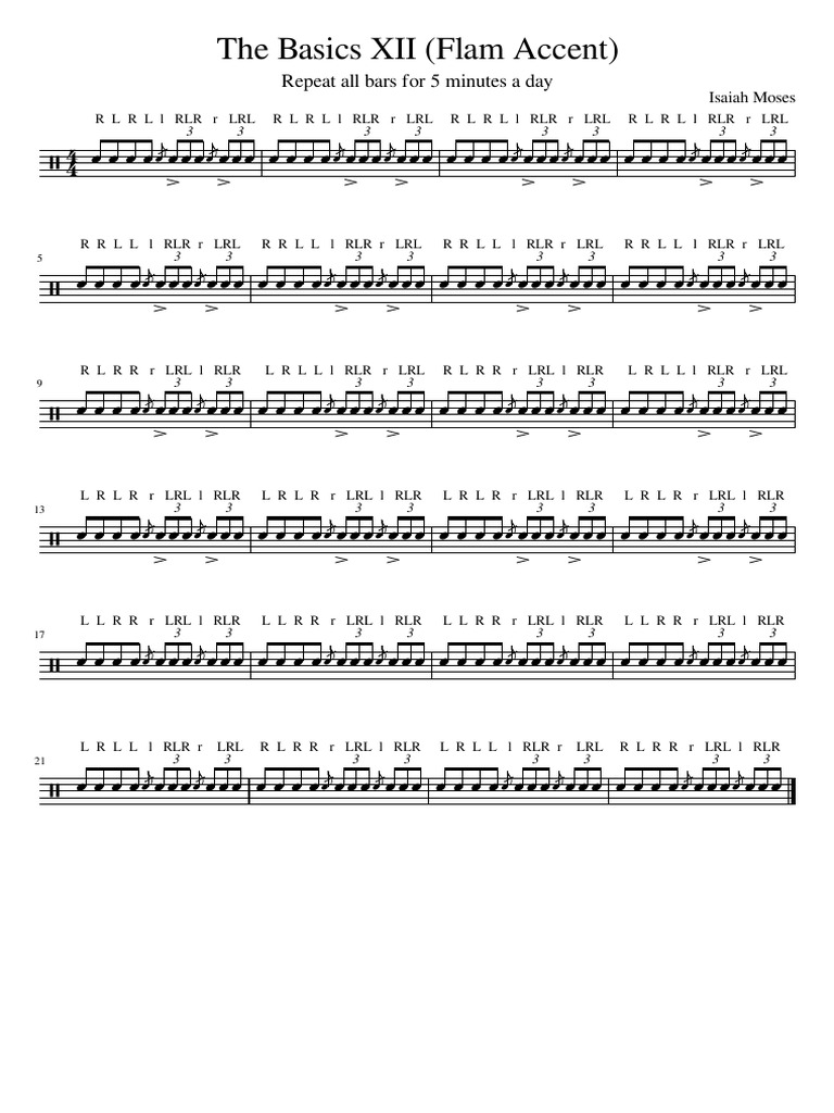 The Basics XII (Flam Accent) | PDF | Drumming