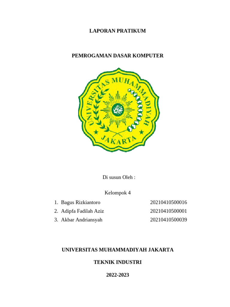 Laporan Praktikum Pemrograman Dasar | PDF