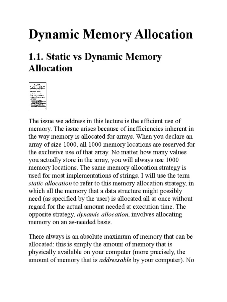 1.1. Static Vs Dynamic Memory Allocation | PDF | Computer Data Storage ...