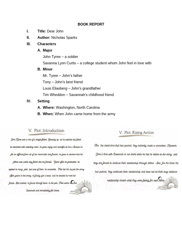 "Dear John: Book Report Overview" | PDF
